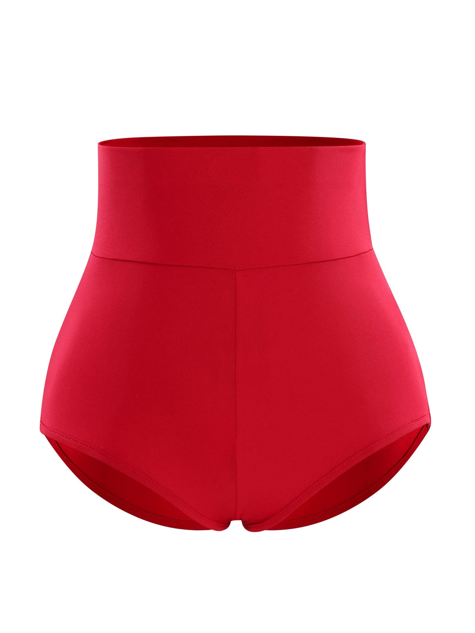 Avanova Women's Cut Out High Waist Booty Shorts Yoga Workout Butt Lifting Hot Pants Red Small