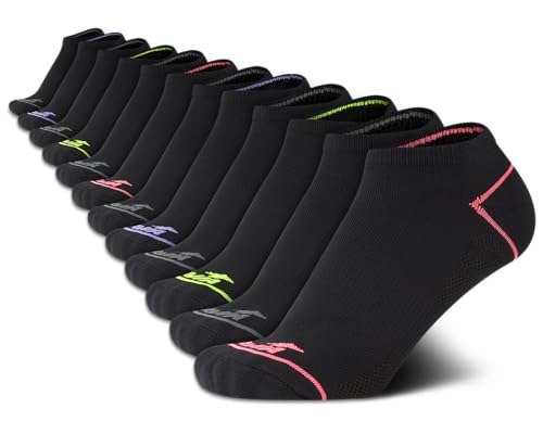 Avia Women's Low Cut Socks - 12 Pack Cushioned Athletic Ankle Socks for Women - Women's Moisture Wicking Sports Socks (4-9), Size 4-9, Black