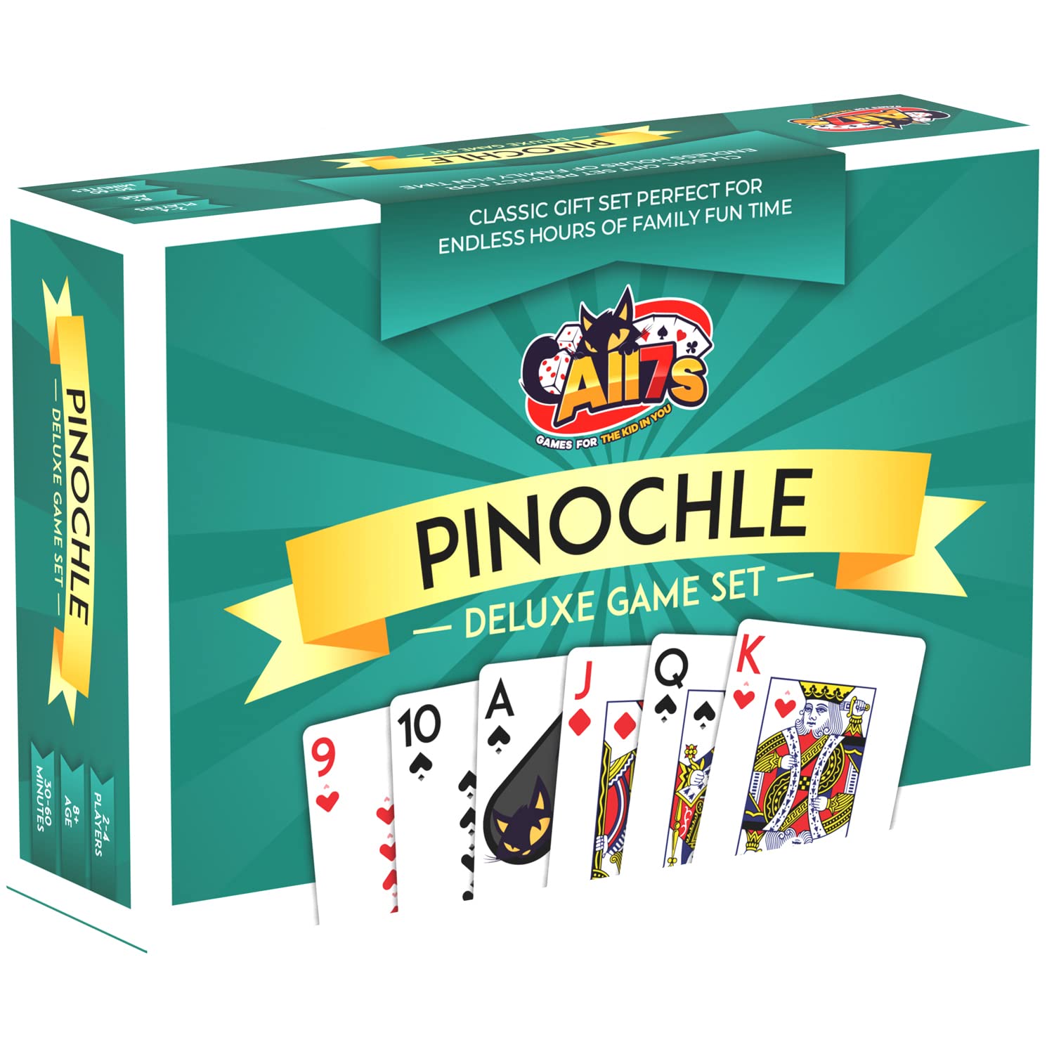 All7s Pinochle Card Game Gift Set with Four Card Holders and Score Pad with Game Instructions