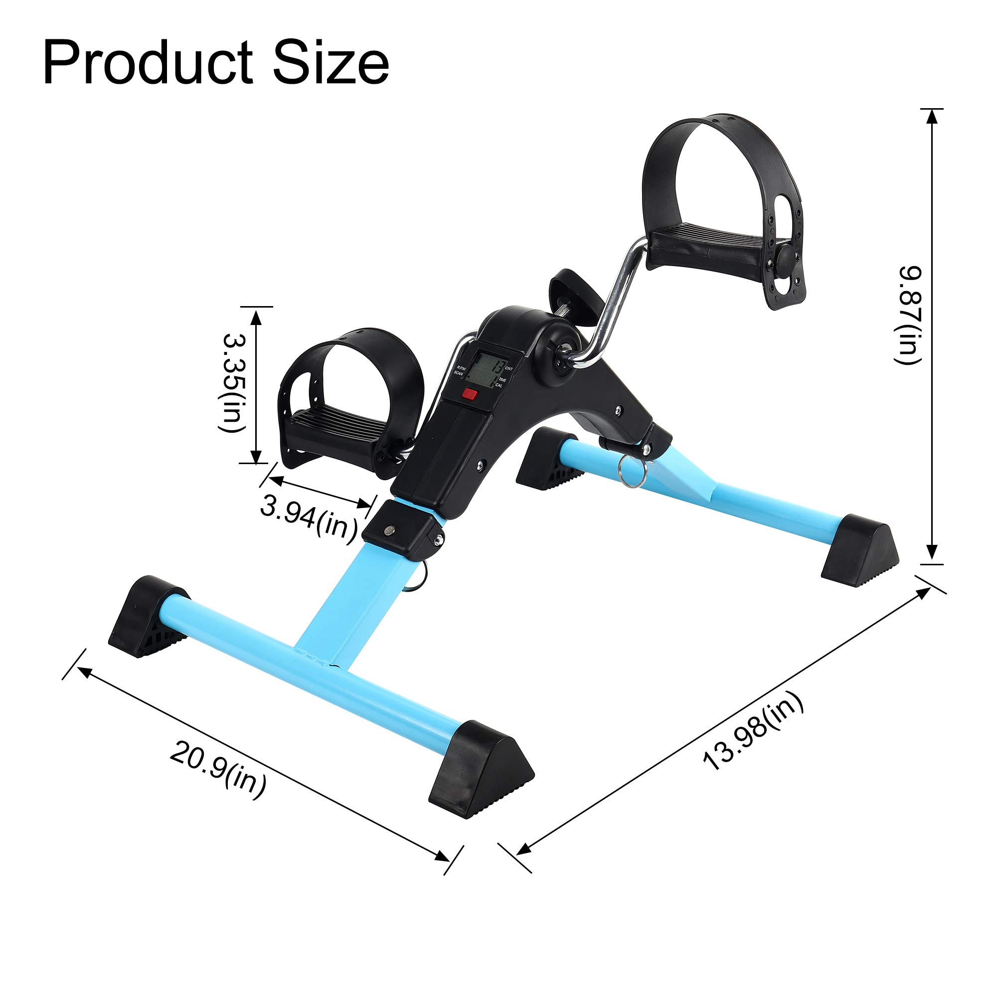 Ahmed Folding Under Desk Bike Pedal Exerciser for Arm/Leg Medical Fitness Exercise Bike Mini Portable Home Workout (Blue)