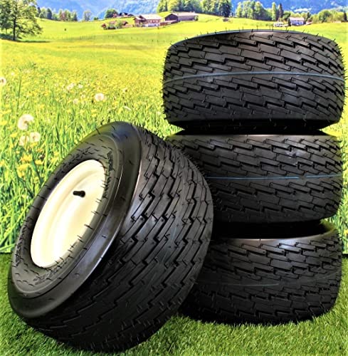 Antego Tire & Wheel 18x8.50-8 Tires on 8x7 Beige/Tan Wheel Assemblies for Golf Carts and Lawn Mowers (Set of 4)