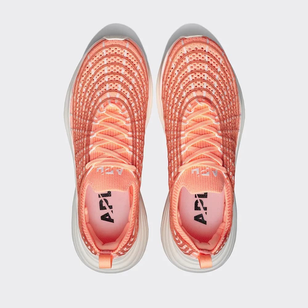 APL: Athletic Propulsion Labs Women's Techloom Zipline Sneakers, Neon Peach/Terracotta/Ivory, 9.5