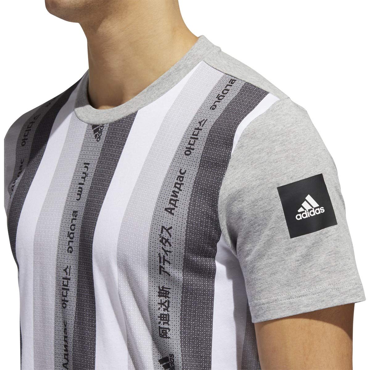 adidas Men's Must Haves Enhanced Tee Graphics 1 Medium Gray Heather/Black Large