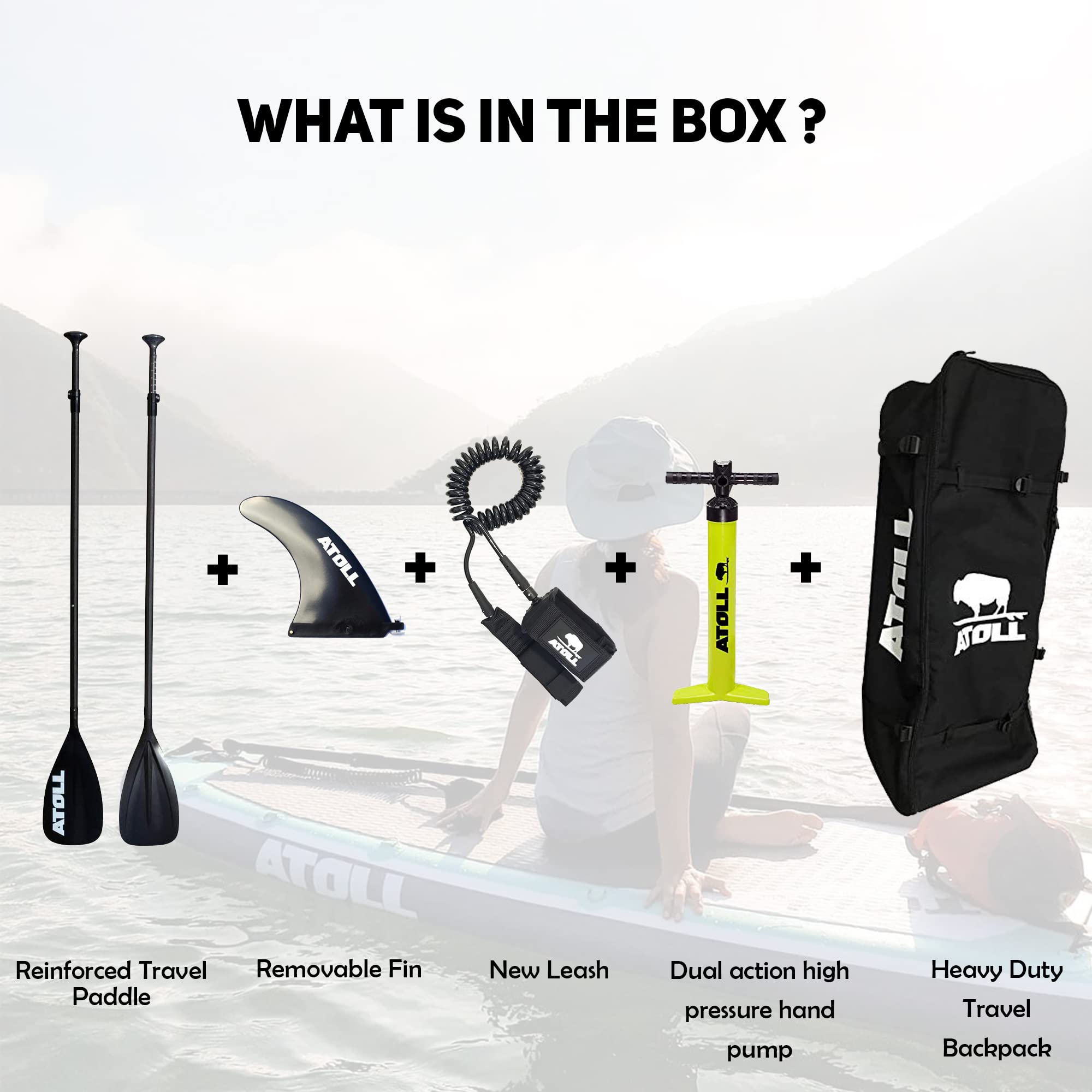 Atoll Inflatable Paddle Board with Premium SUP Stand Up Paddle Board Accessories & Back Pack, Non-Slip Comfort Deck for Unisex Adult - 11ft (Burgundy)
