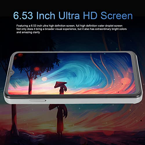 ANGGREK M13 Smartphone 6.53 Inch 6GB 128GB for Android 12 5G WiFi Mobile Phone Support 4G Network 32MP Rear Camera 16MP Front Camera 100‑240V White (US Plug)