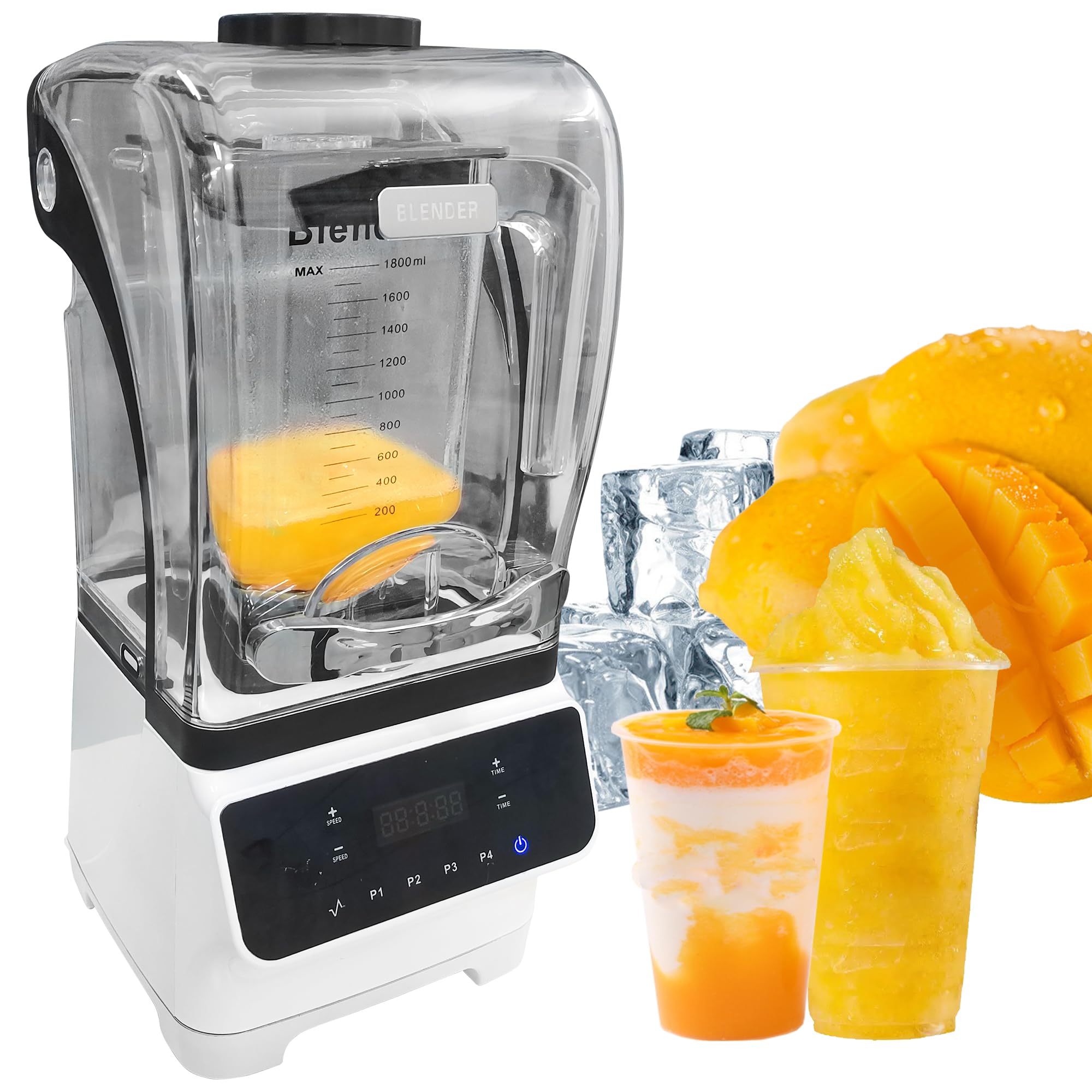 Generic Yovtekc Commercial Blender Smoothies, Blender for Kitchen with 1.8L(61oz) Plastic Jar, Countertop Blender with Sound Shield for Frozen Fruit Smoothies, High-speed Blender 2200W White