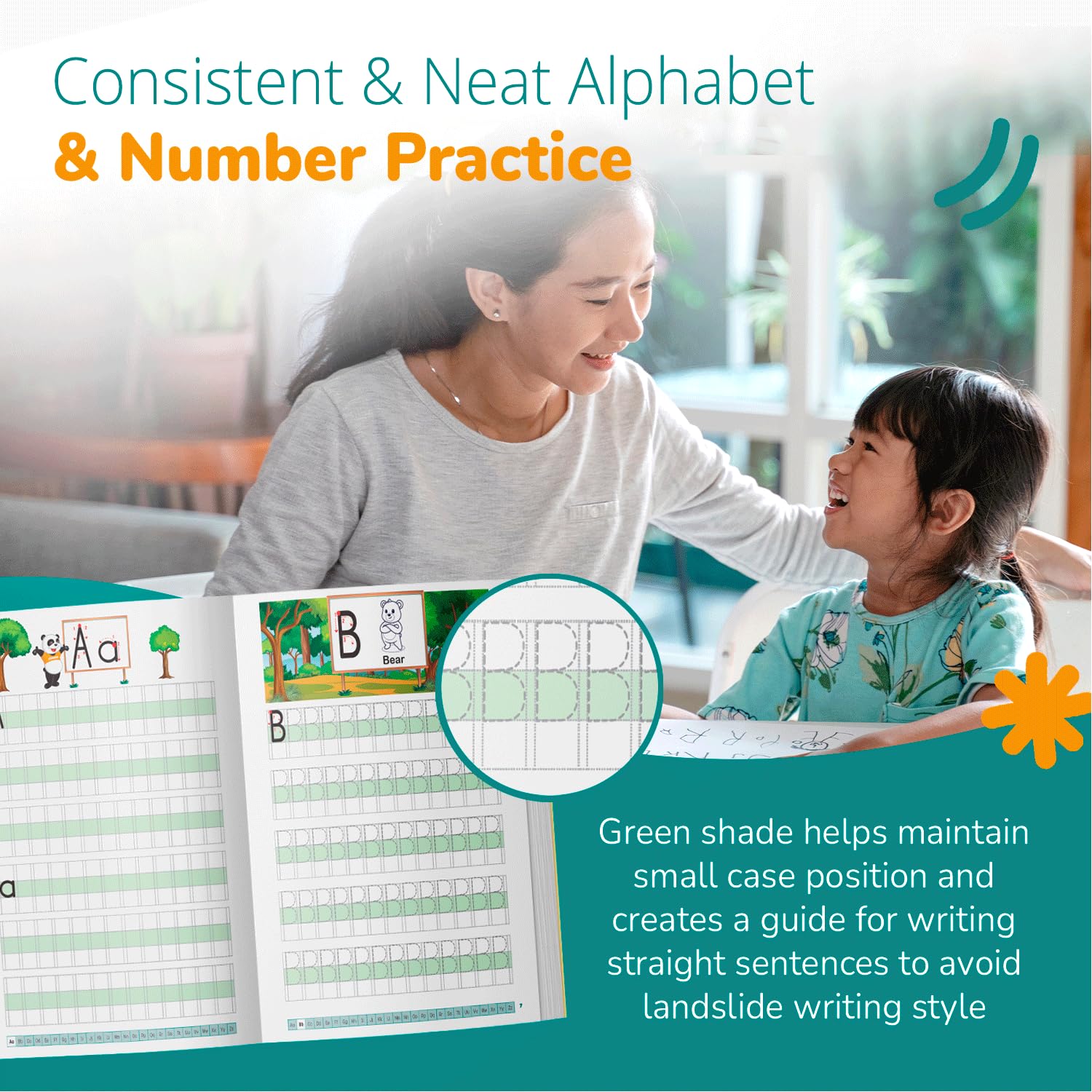 Channie's Alphabet Tracing & Writing Pad, Practice Visual Handwriting & Storytelling Workbooks, 80 Pages Front & Back, 40 Sheets, Grades PreK – 1st, Size 8.5” x 11” Summer School, Summer Bridge