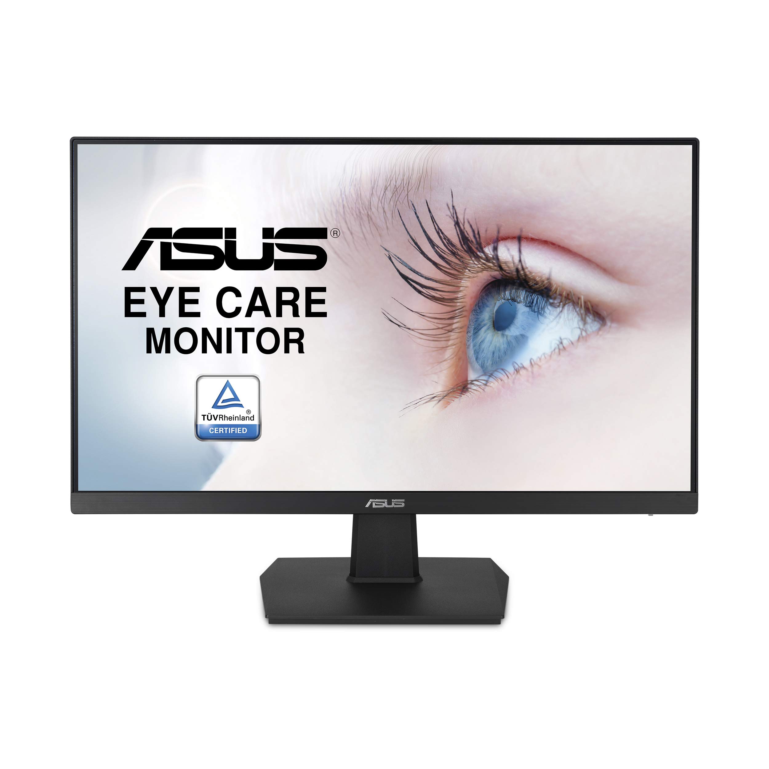 ASUS VA24EHE 23.8 Monitor, 1080P, Full HD, IPS, 75Hz, HDMI D-Sub DVI-D, Adaptive-Sync / FreeSync, VESA wall mountable, Eye Care, Flicker-free and Low Blue Light (Renewed)