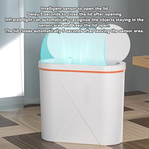 BROLEO Automatic Trash Can, Minimalist 15L Refillable Wide Mouth Trash Can with Essential Oil Diffuser for Bathroom, BROLEOg43w2of5tp