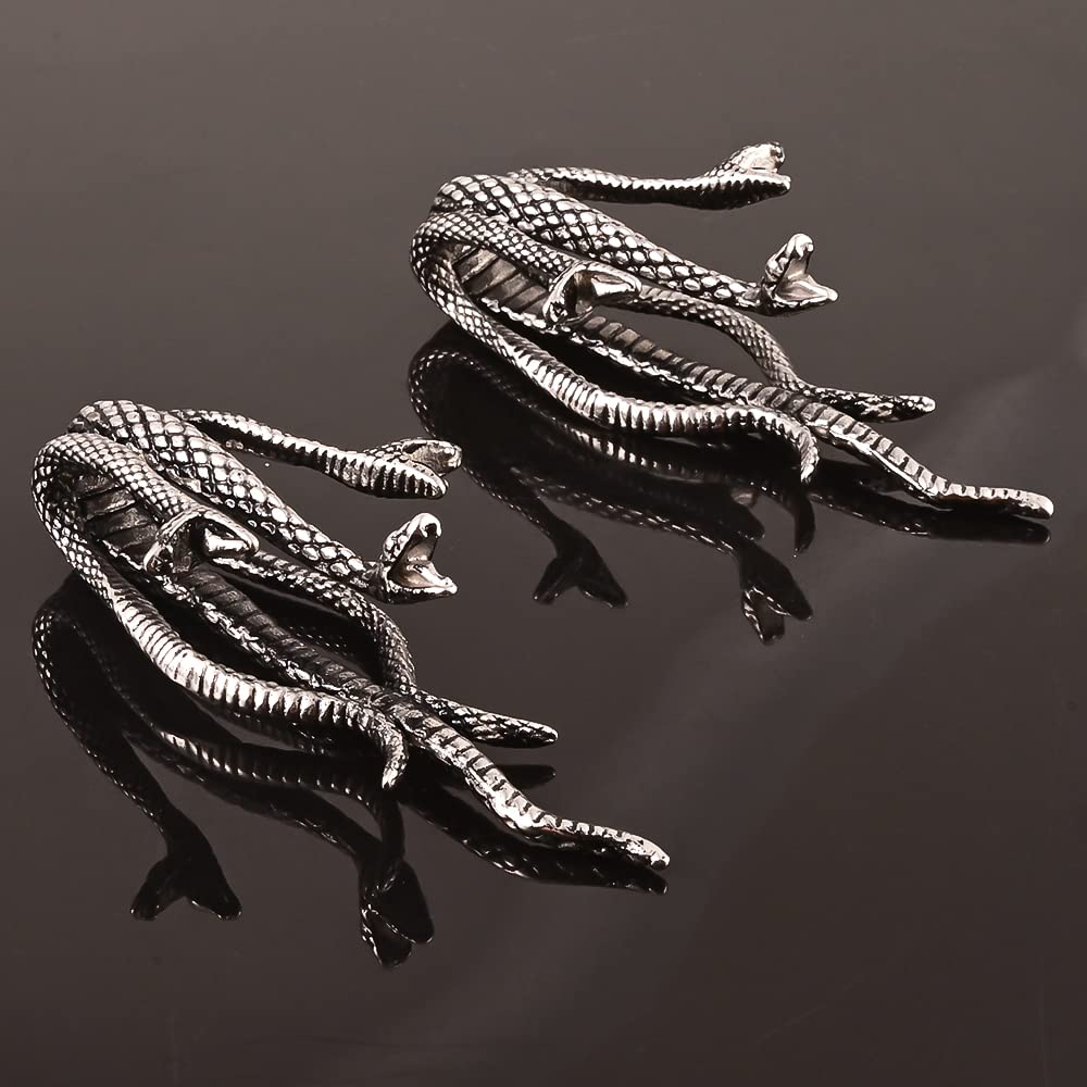 Atomhole 2PCS Cool Snake Ear Gauges Hypoallergenic Stainless Steel Plugs Ear Weights Gauges for Ears Piercing Expander Stretchers Body Jewelry (12mm(1/2"), Silver)