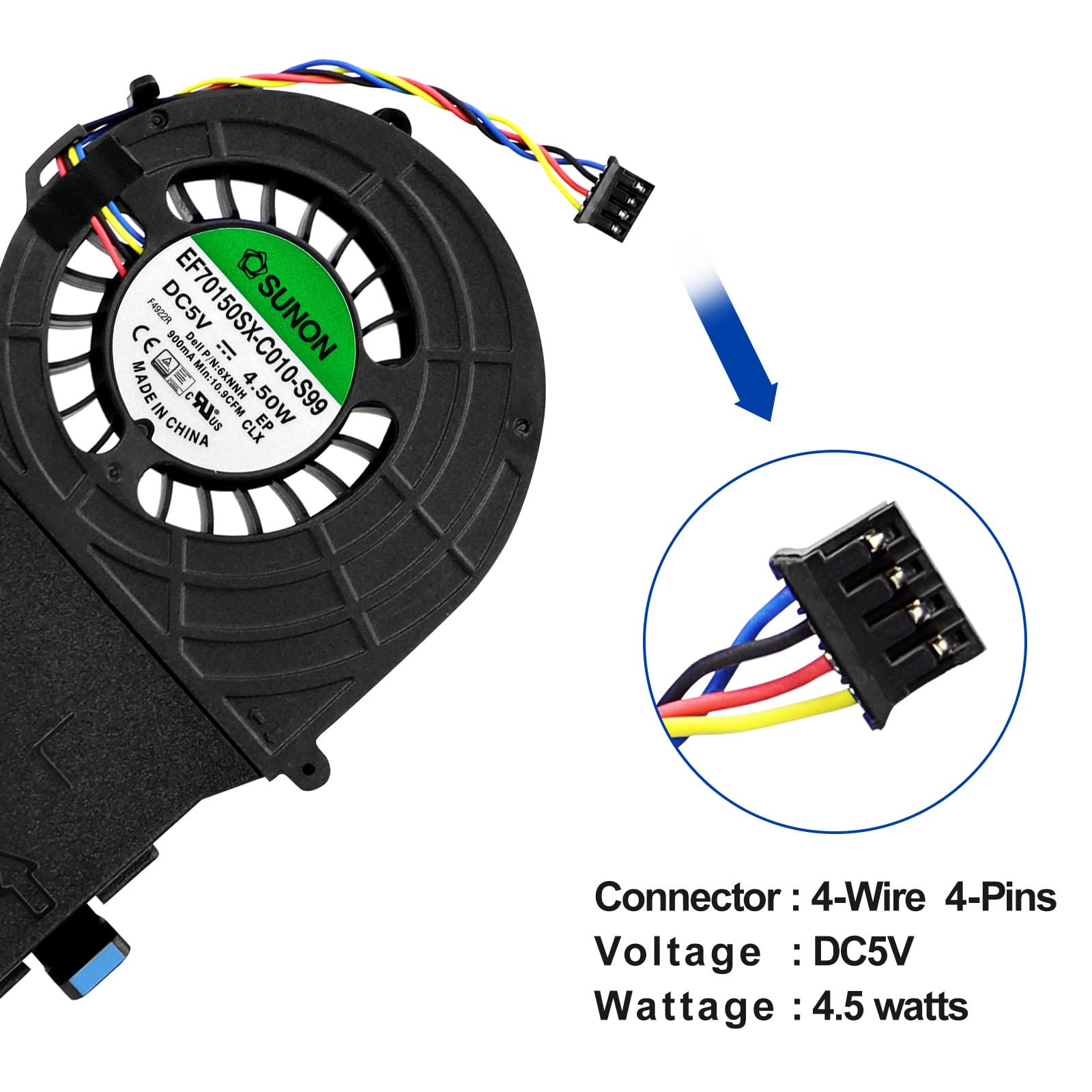 ARLBA CPU+GPU Cooling Fan Replacement for DELL Alienware Alwar - 2508 Alienware Alpha r1 Alienware Alpha r2 Series 0XH2YX 06XNNH EF70150SX-C040-S99 EF70150SX-C010-S99 DC 5V 4.5W Fan