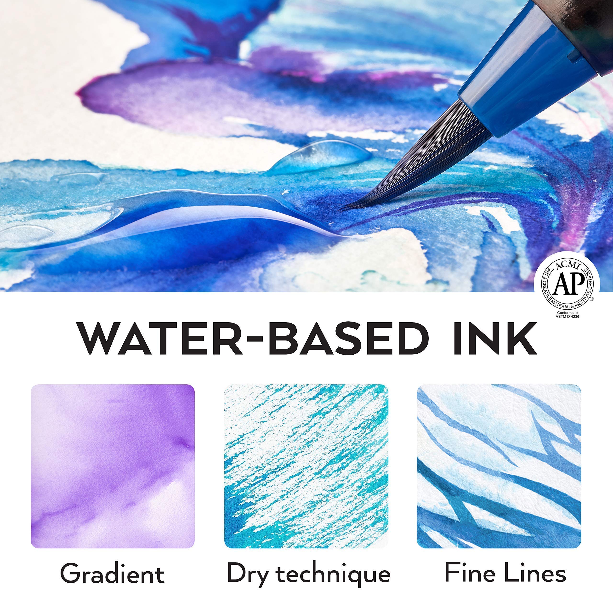 Arteza Real Brush Pens and Blank Watercolor Postcards Bundle, Drawing Art Supplies for Artist, Hobby Painters & Beginners
