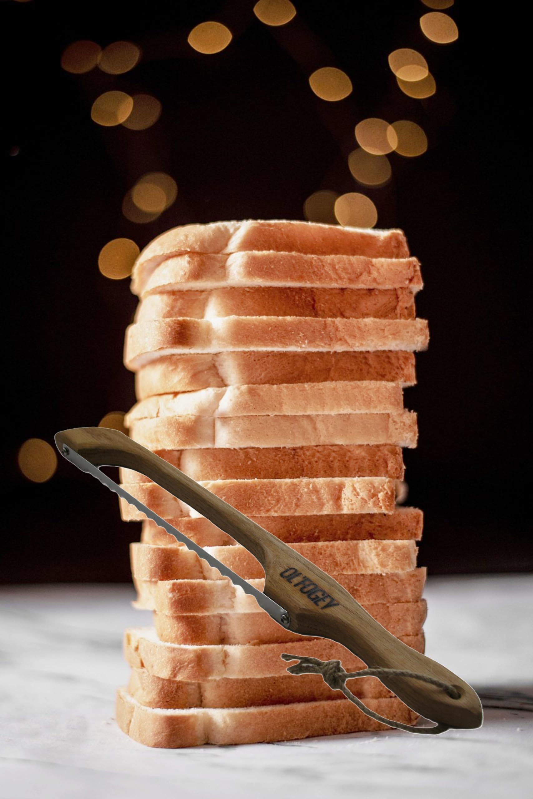 BREAD Knife islice.ca Bagel Knife - solid oak bow bread slicer for homemade bread - 17 inch - easy grip handle. For sourdough loaf & baguettes, easily slices crusty and hot loaves premium kitchen gift