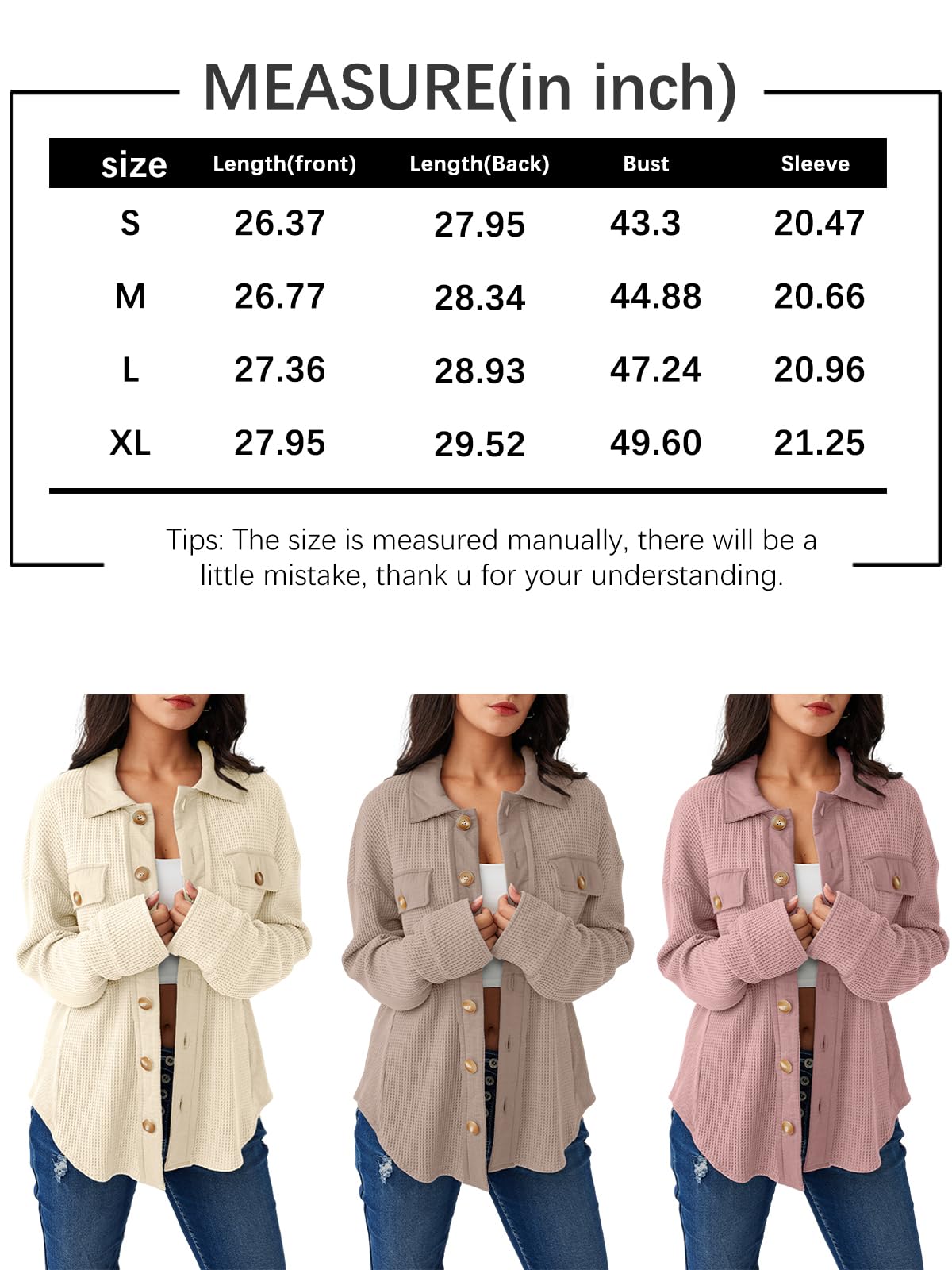 AUTOMET Womens Oversized Button Down Fall Clothes 2024 Fashion Flannel Jackets Winter Waffle Knit Tops