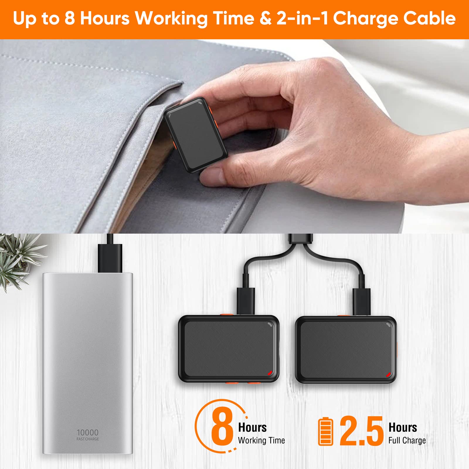 APEXEL Wireless Lavalier Microphones, 2.4G Lavalier Dual Transmitter & 1 Receiver Lapel Mic for iPhone, Android and DSLR Camera for Interview, Vlog Streaming, Tiktok Live Streaming.