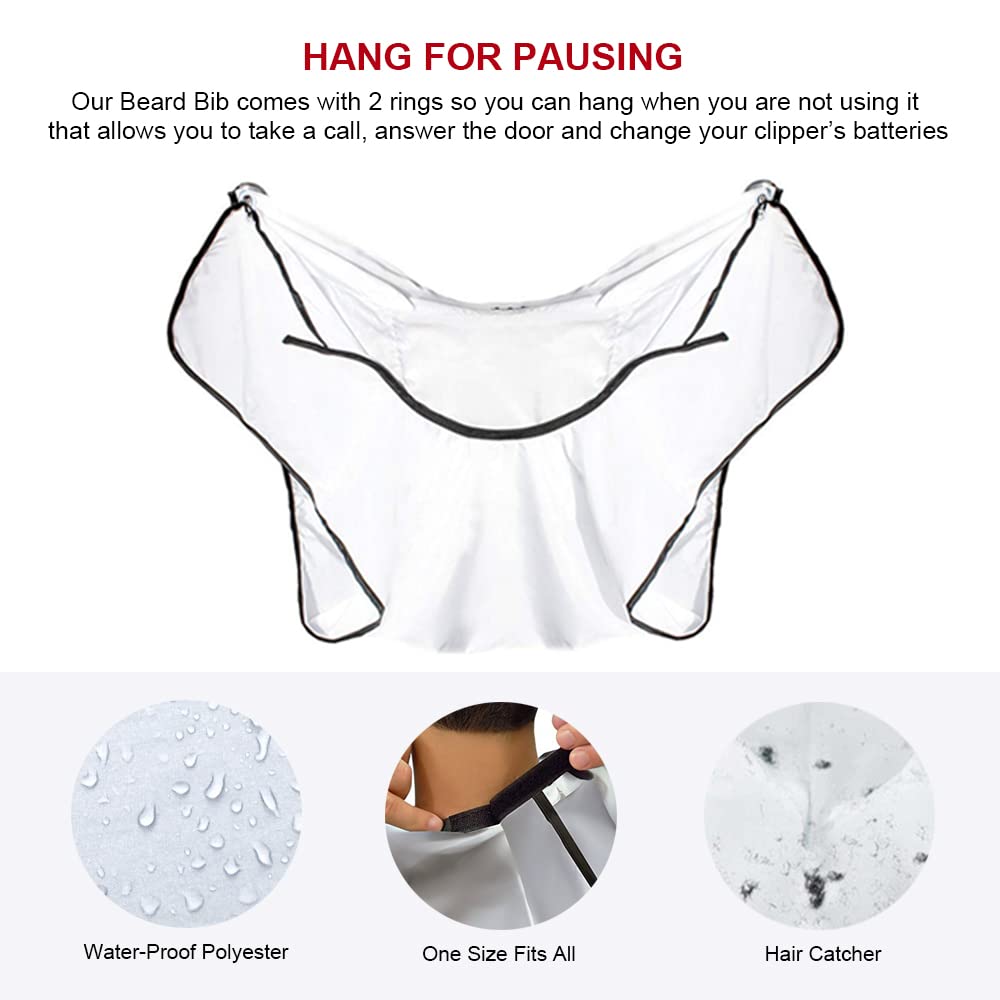Beard Shaving Catcher Bib - The Smart Way to Shave - Beard Trimming Apron & Shaving Cape - Perfect Grooming Gift or Men's Birthday Gift - by Mobi Lock