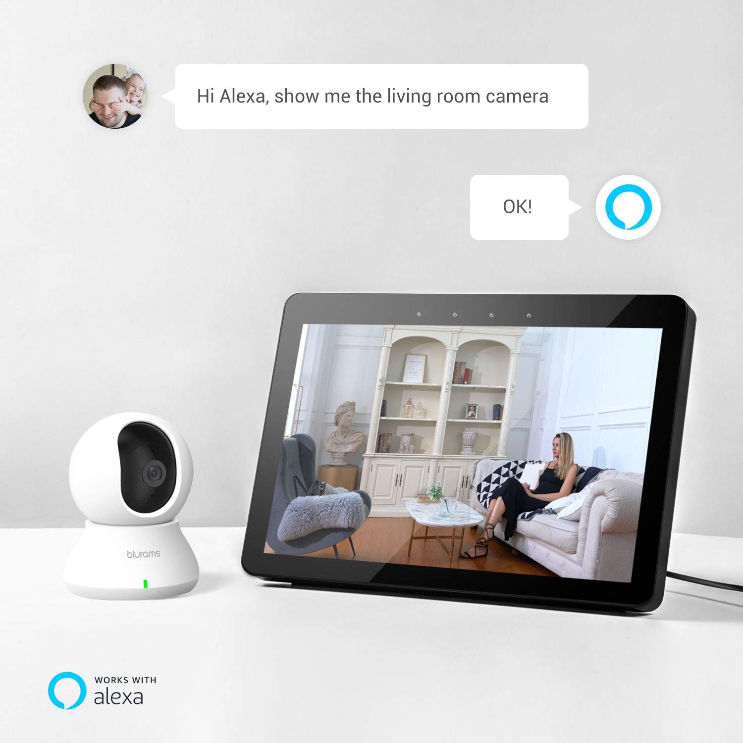 blurams Security Camera 2K 3PCS, Baby Monitor Dog Camera 360-degree for Home Security w/Smart Motion Tracking, Phone App, IR Night Vision, Siren, Compatible with Alexa & Google Assistant & IFTTT