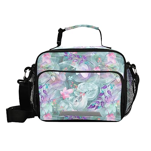 ALAZA Vintage Drawings Of Plants Flowers Willow Branch Berry Lunch Bag Reusable Insulated Cooler Lunch Tote Bag with Adjustable Shoulder Strap for Office Work Picnic Travel,Size 11 X 4.33 X 9.05 inch