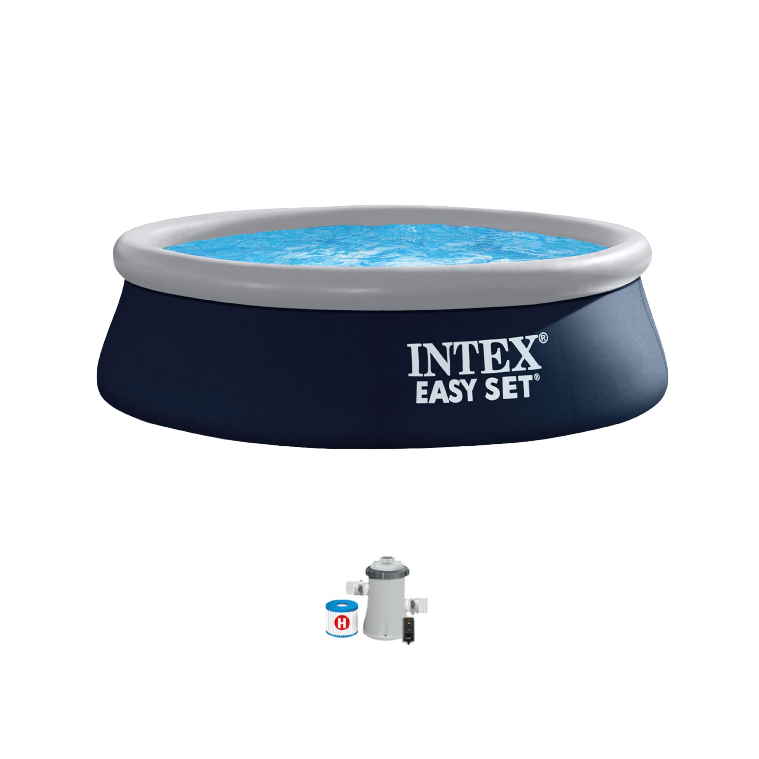 Intex Easy Set 8 Foot x 30 Inch Round Inflatable Top Ring Outdoor Backyard Above Ground Swimming Pool for Kids and Adults with 330 GPH Filter Pump