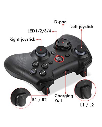 EasySMX 2.4G Wireless Controller for PS3, PC Gamepads with Vibration Fire Button Range up to 10m Support PC PS3 Android devices and TV BOX