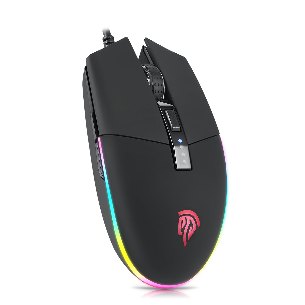 EasySMX V50 RGB Wired Gaming Mouse, Ergonomic Computer Mouse with 5 Programmable Buttons, 22 Preset Macros for PUBG, 5 DPI Settings, LED Backlit USB Mouse for Laptop/PC/Windows/Linux/Mac