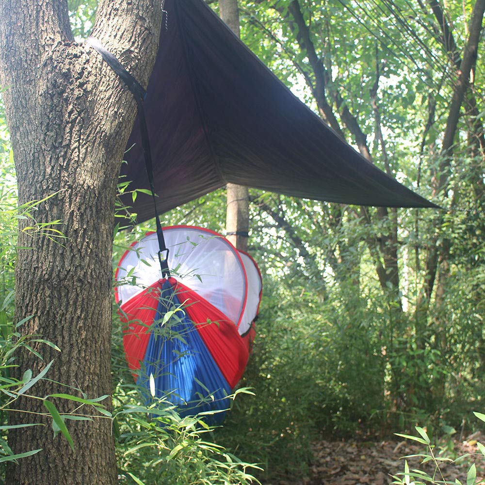 All in One Camping Hammock Bundle Set with Mosquito Bug Net, Rain Fly, Tree Straps and Compression Sack - Lightweight, Heavy Duty, Double & Single Hammocks for Outdoor Travel Survival & Backpacking.