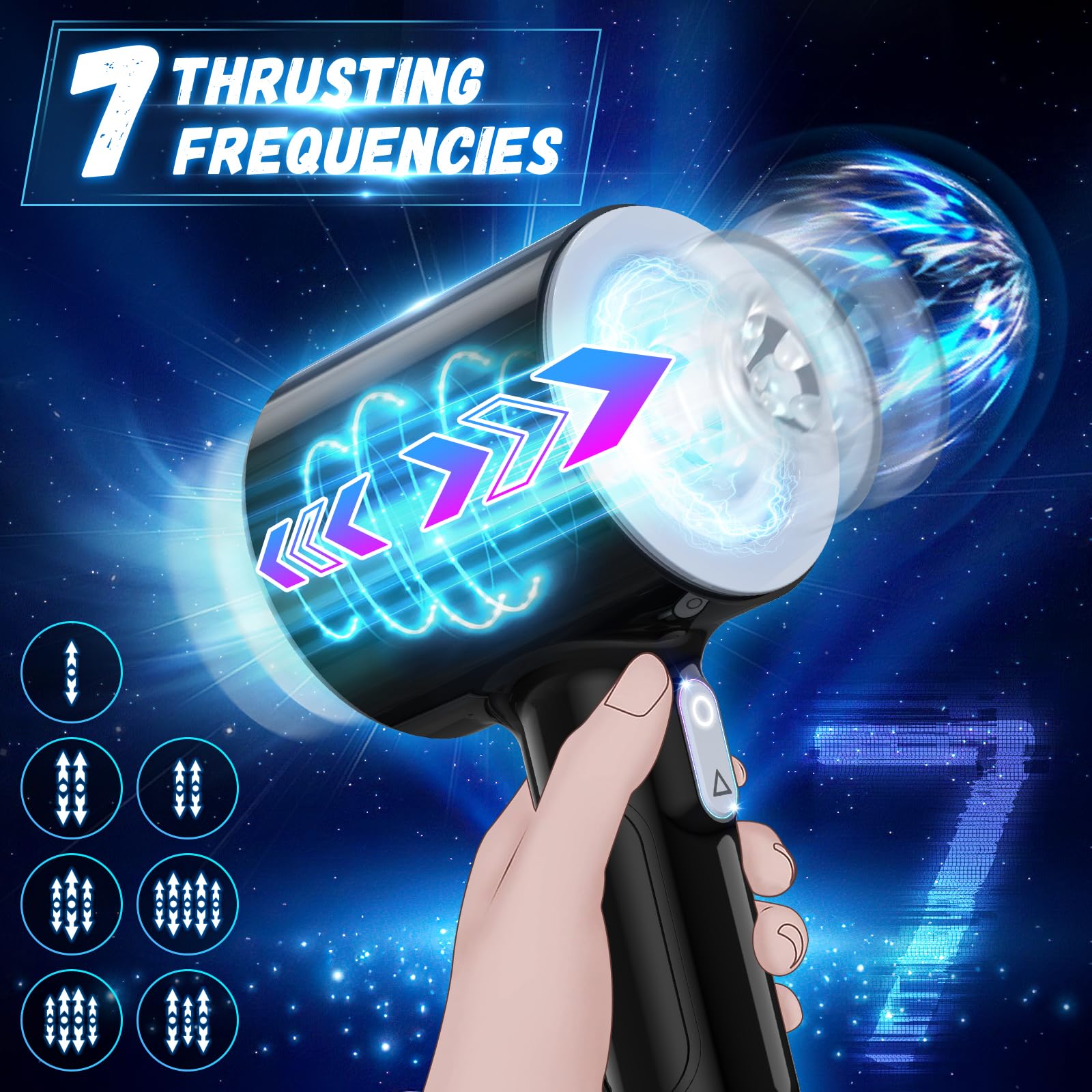 Automatic Male Masturbator, Foreglad Stroking Male Masturbators Cup with 7 Powerful Thrusting & Vibrating Modes, Blowjob Machine Pocket Pussy for Men, Dual Open-Ended Penis Massager Sex Toys for Men