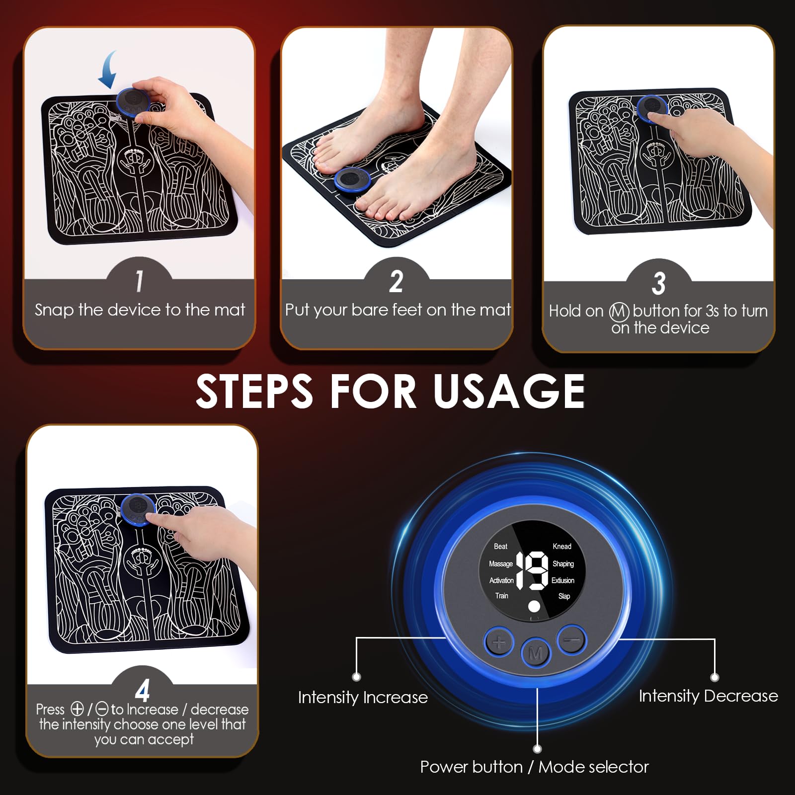 APOWUS 660ml 48000Hz Pulitore Occhiali-Number L8-Foot Massager with Remote Control