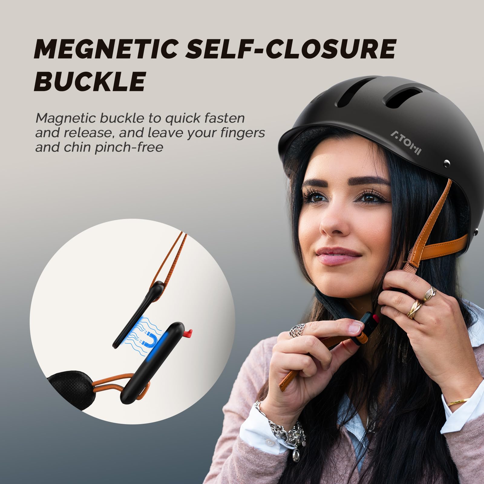 Atomi Bike Helmet - Rechargeable Back LED Helmet Light - CPSC Certified Bicycle Helmet - Electric Scooter Helmets for Adults with Adjustable Strap - Bright Lights Get Noticed
