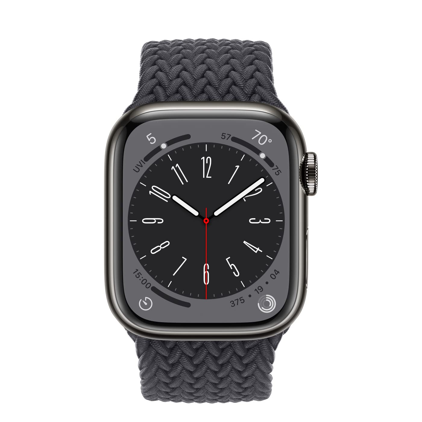 Apple Watch Series 8 (GPS + Cellular, 41MM) - Graphite Stainless Steel Case with Midnight Braided Solo Loop (Renewed)