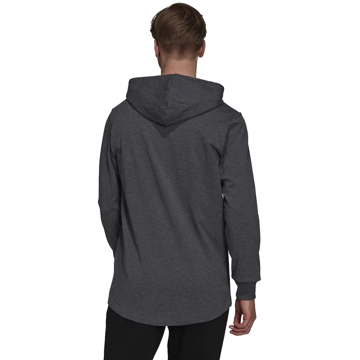 adidas Men's Size Essentials Logo Hoodie, Dark Grey Heather/Scarlet, 3X-Large/Tall