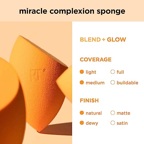Real Techniques Miracle Complexion Assorted Beauty Sponges Makeup Blender, For Blending & Sculpting, Full Coverage, Professional Makeup Tool, Cruelty Free, Vegan, Latex Free, 6 Piece Sponge Set