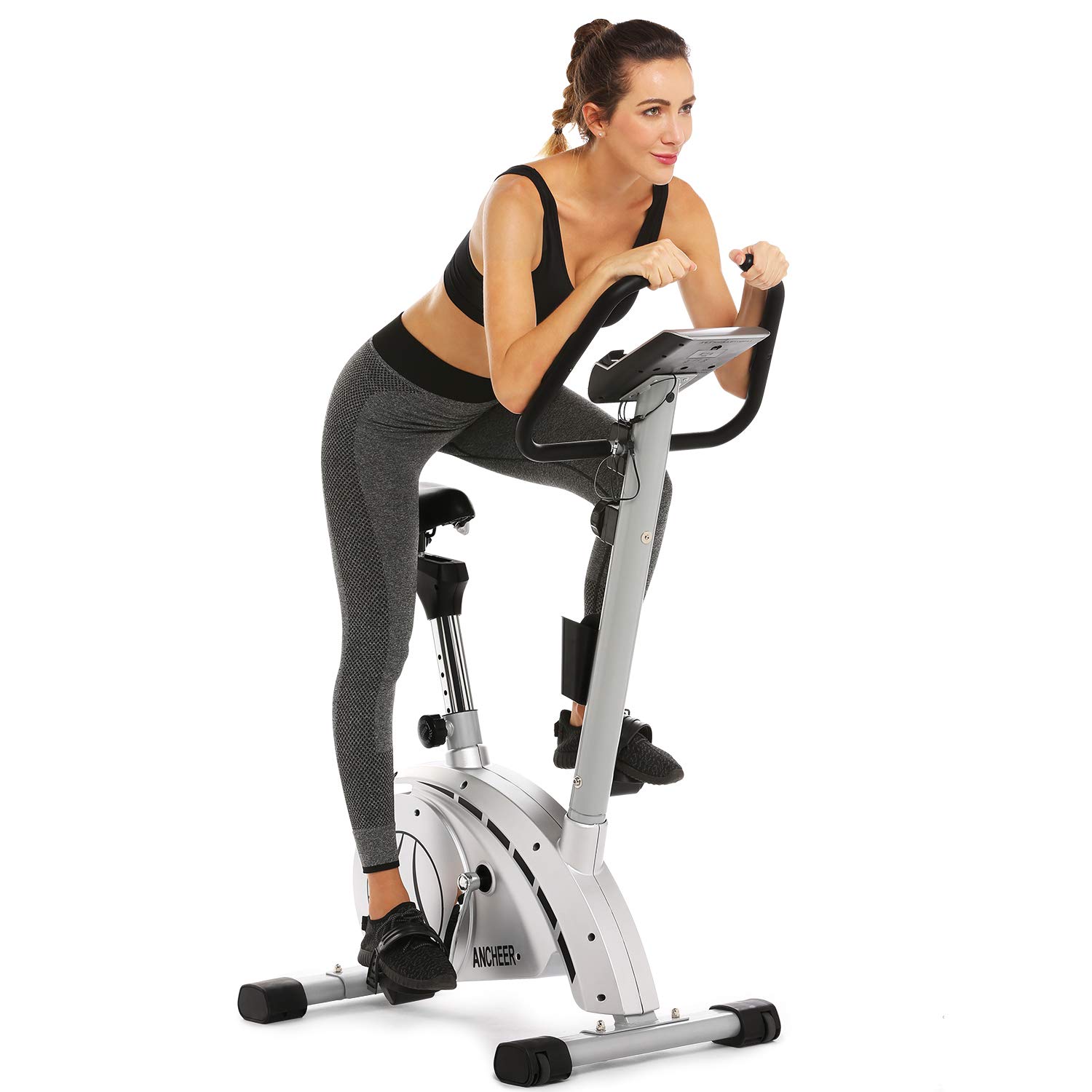 ANCHEER Upright Bike, Magnetic Resistance Exercise Bike for Cardio Workout Indoor Cycling