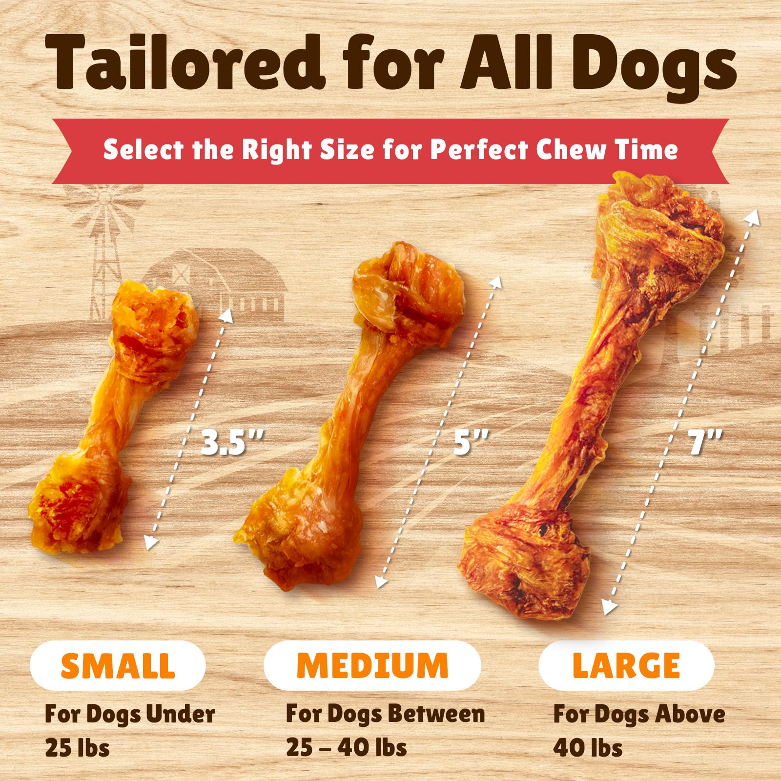 Gootoe Turkey Tendon Dog Treats β 100% USA-Sourced, Natural Snack, Premium Training Chews, Hypoallergenic, Reseal Value Bags, Size for Medium Dogs, Bone (Medium) 3 Unit/Pack