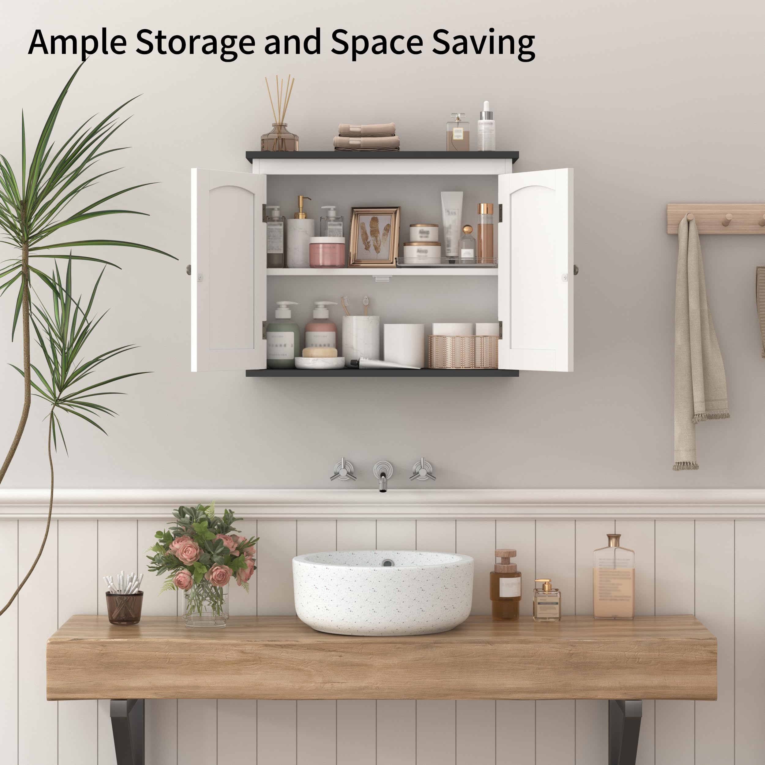 BOTLOG Bathroom Wall Cabinet, Medicine Cabinet with Door and Shelf, Wood Hanging Cabinet Over The Toilet Space Saver Storage Cabinet
