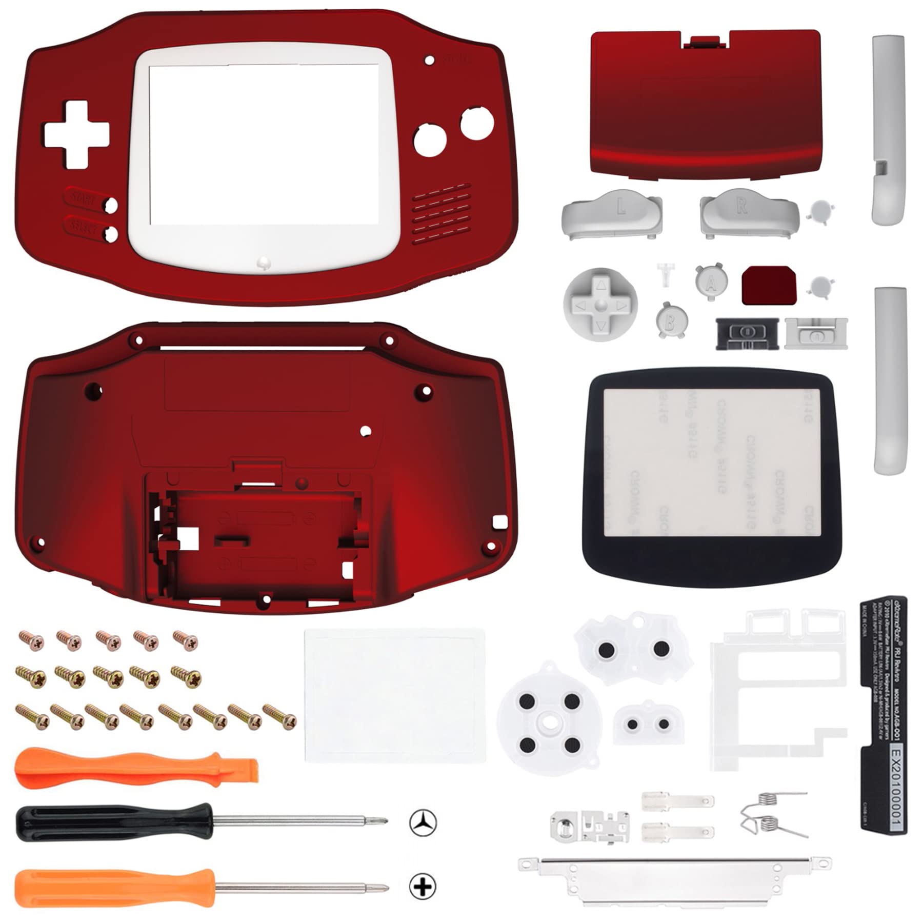 IPS Ready Upgraded eXtremeRate Scarlet Red Soft Touch Replacement Shell Full Housing Cover Buttons for Gameboy Advance GBA – Compatible with Both IPS & Standard LCD –Console & IPS Screen NOT Included
