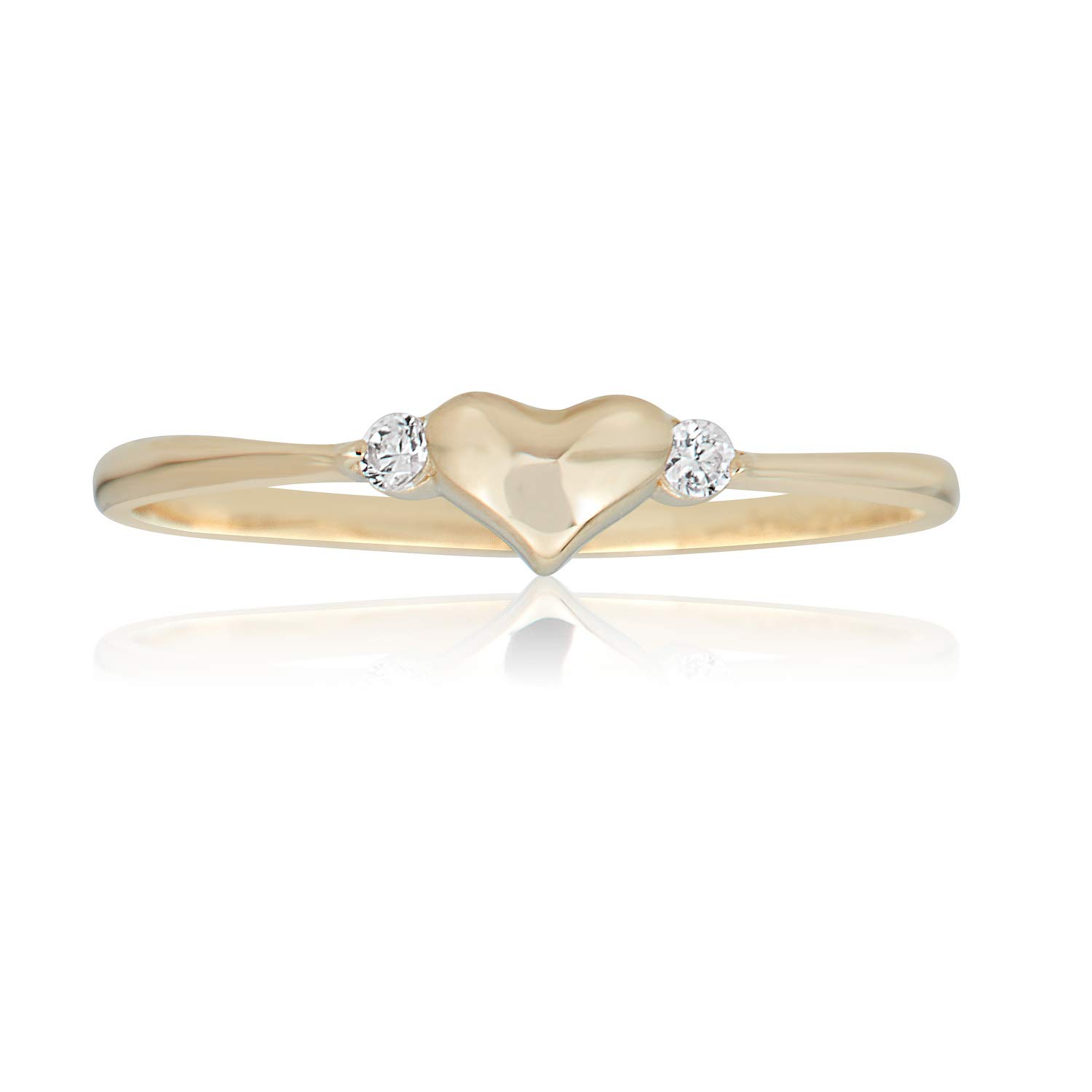 AVORA 10K Yellow Gold Simulated Diamond CZ Heart Ring, Size 4 - Size 4