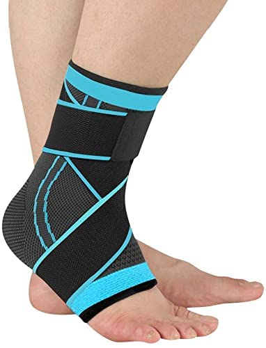 Ankle Brace Protector Sleeves Adjustable,Alleviate Achilles Tendon Pain, Sprain, Sports Injury Healing Stabilizer(blue)
