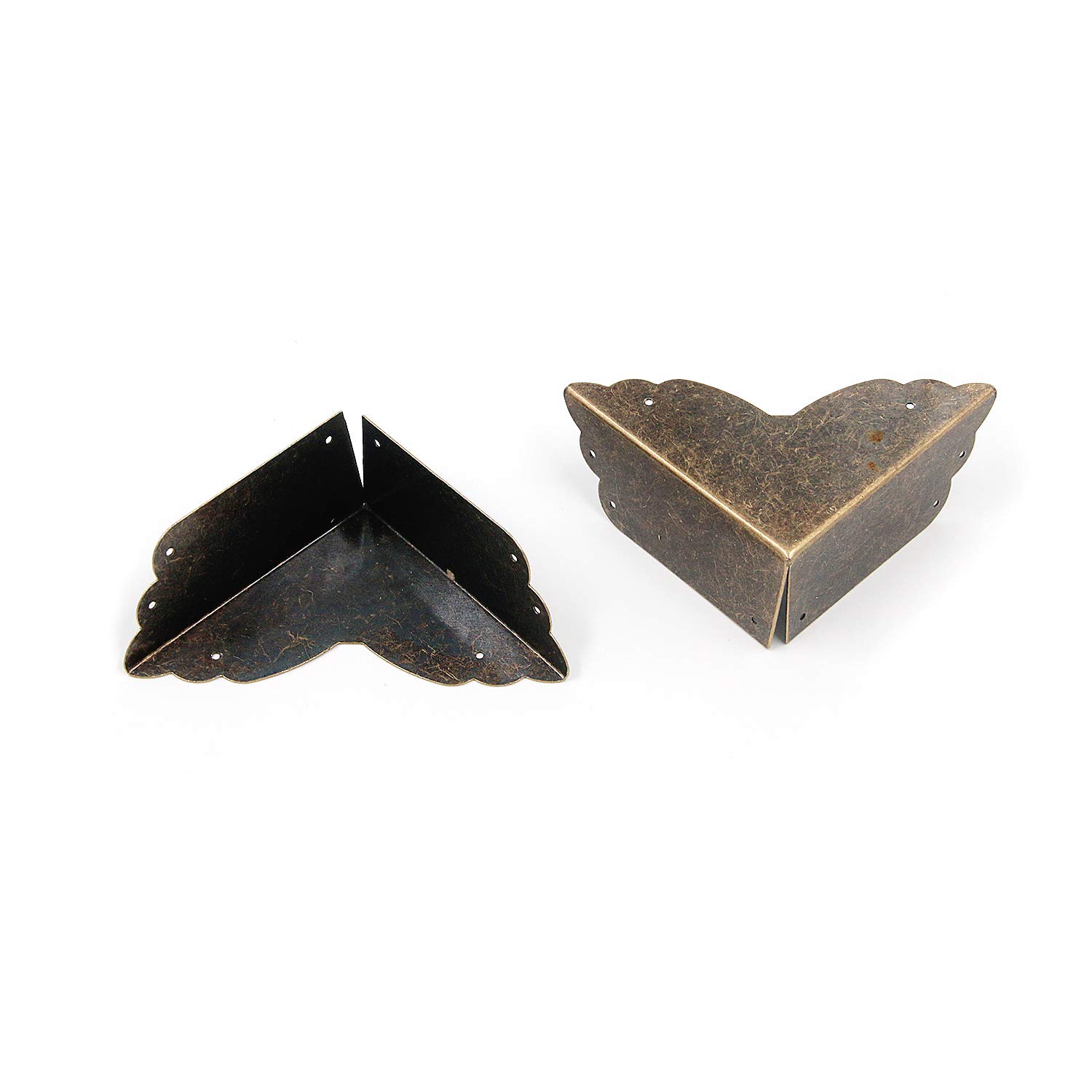 Mcredy Box Corner Protectors Decorative Corner Guards with Mounting Screws 2.8x2.8x1.2"(LxWxH),Side Length 2.8" Corner Bracket Iron Bronze Tone for Photo Album Pack of 8