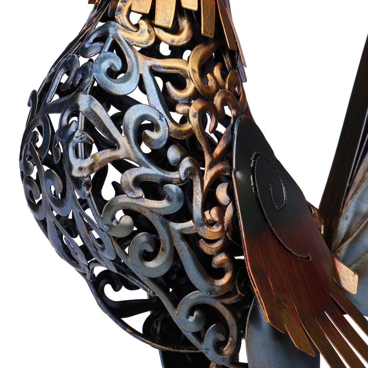 Kavolet Metal Rooster Garden Statue, Rooster Sculpture Decor, Iron Chicken Carved Sculpture Lawn Ornament, for Patio, Backyard, Kitchen, Home Decoration