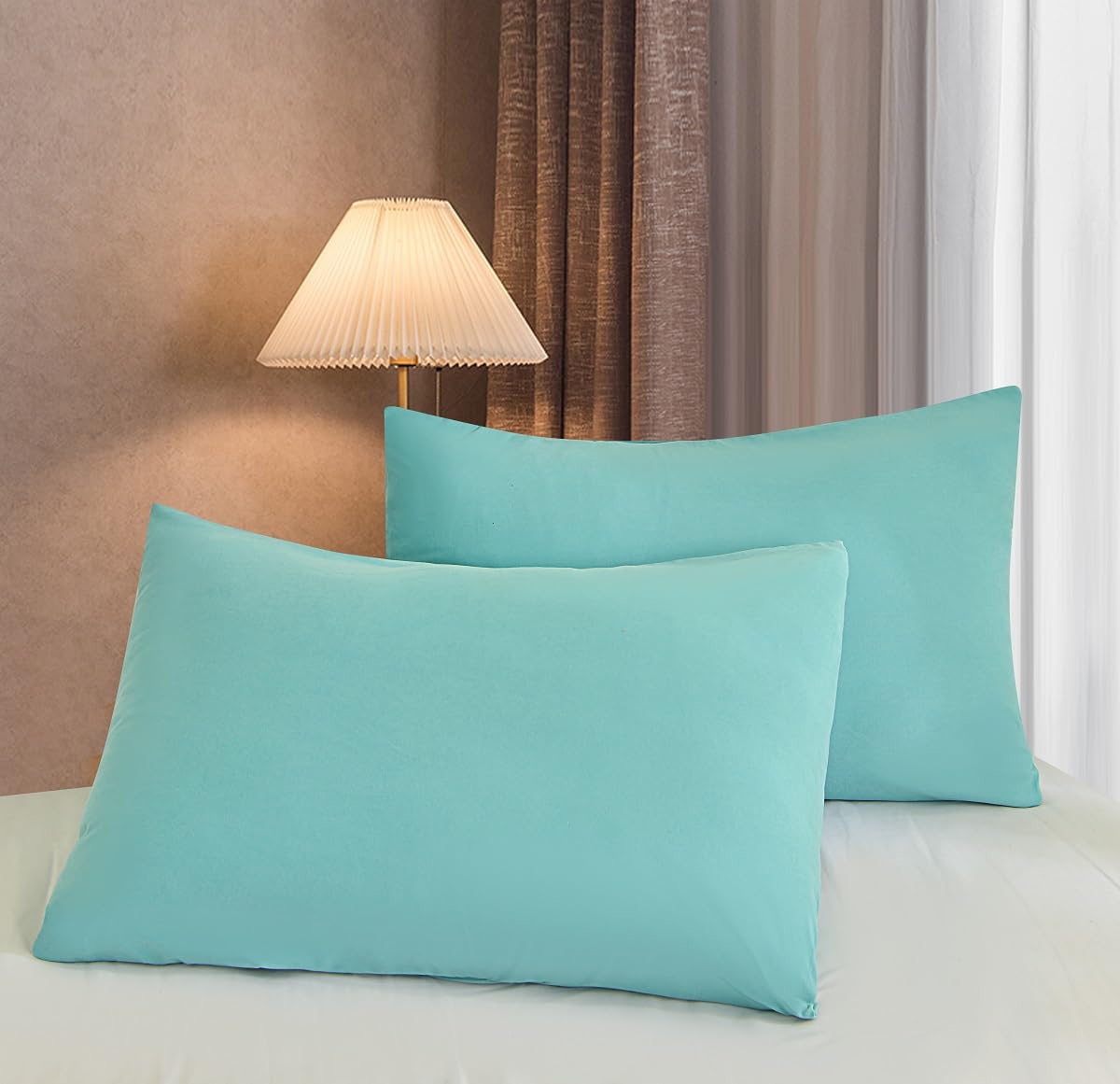 TazmKezm Light Blue Duvet Cover Set 100% Washed Cotton Duvet Cover Queen Size(90x90 Inch),3 Pieces Luxury Soft Bedding Set with Zipper Closure.Solid Color Pattern Duvet Cover