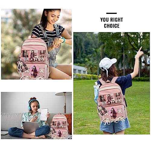 arwpzud Cartoon Teenage Girls Backpack with Cute Accessories, Ita Bag Middle School Backpack Students Bookbag 21L Casual Daypack