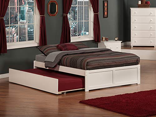 AFI Concord Queen Size Platform Bed with Footboard & Twin XL Trundle in White