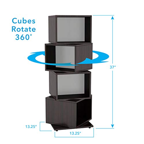Atlantic 4-Tier Rotating Media Storage Cube, Holds Optical Media in independently Rotating Shelves, Expresso (Updated)