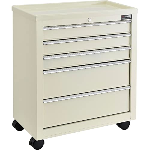Global Industrial Medical Bedside Cart, 5-Drawer, Key Lock, Beige, 24-1/2"L x 13-1/4"W x 29"H