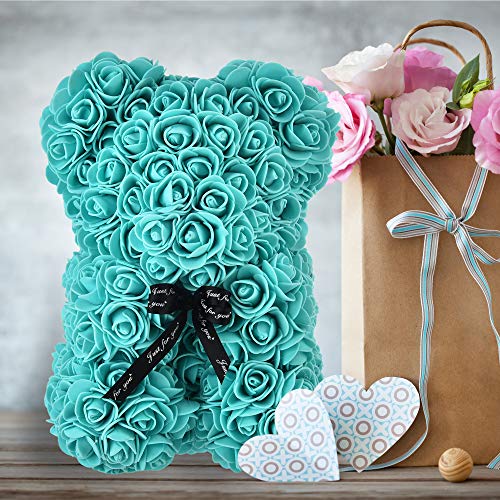 Artificial Flowers Rose Bear ,Rose Teddy Bear, Flower Bear Cub, Forever Rose Everlasting Flower for Window Display, Anniversary Christmas Valentines Gift (Light Pink)