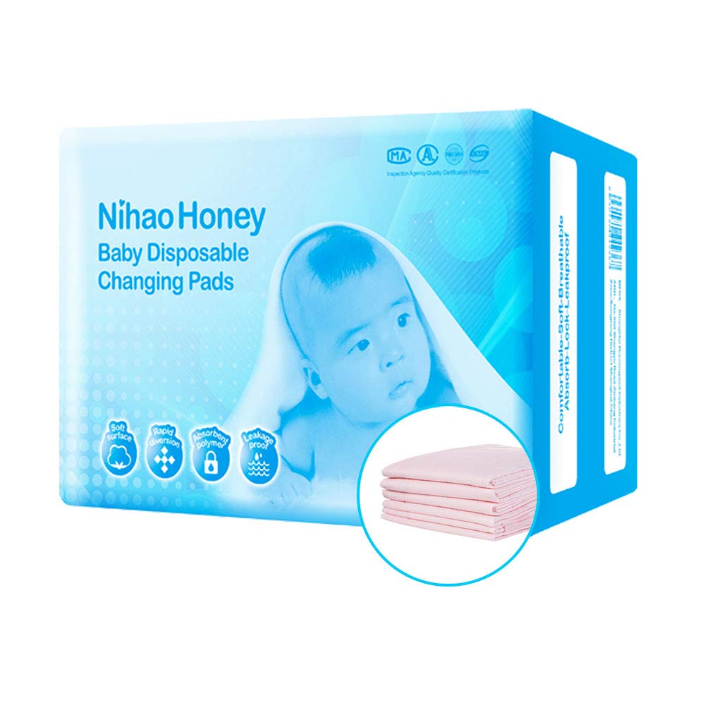 Baby Disposable Underpad, Incontinence Changing Pad with Soft Non-Woven Fabric, Breathable, Waterproof, Leak Proof Quick Absorb (Pink, 13 * 18"(50pack))
