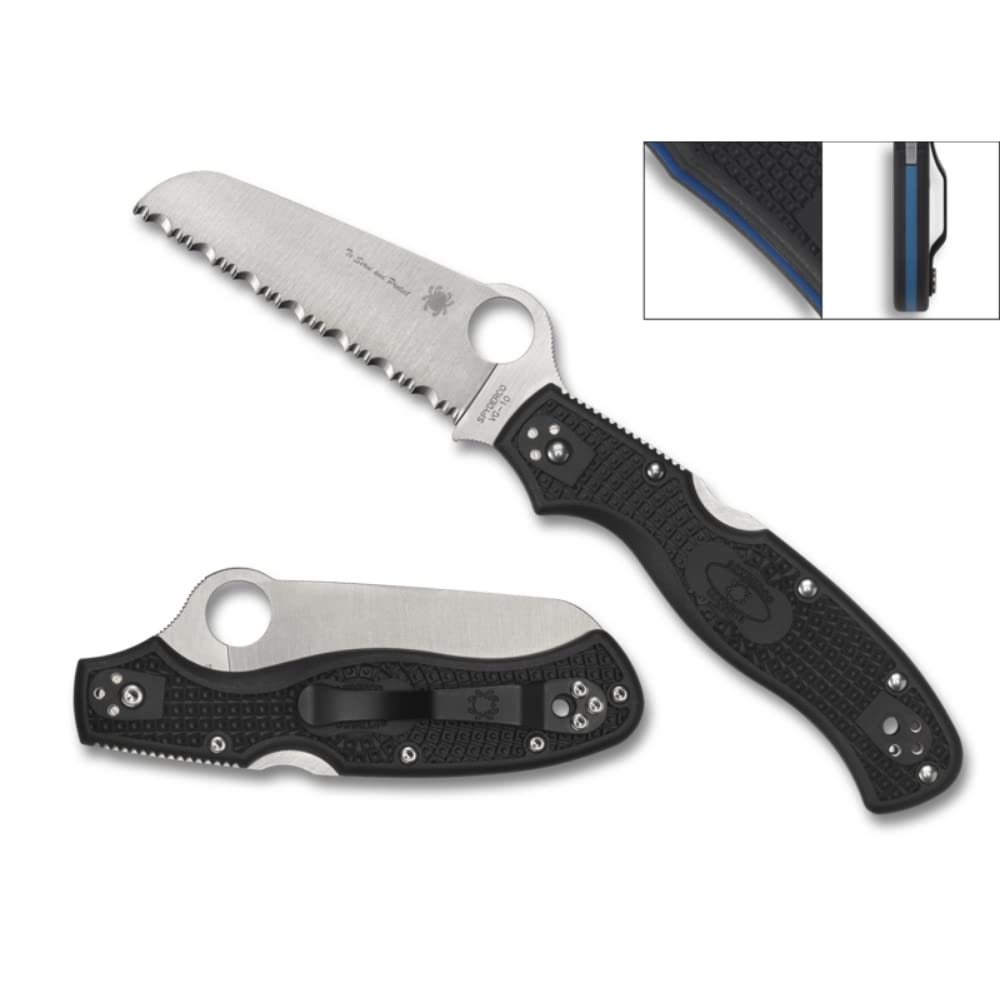 Spyderco Rescue 3 Lightweight Knife with 93mm Flat Ground Steel Blade and Tunnel to Towers Black FRN Handle - SpyderEdge - C14FSBKBL3