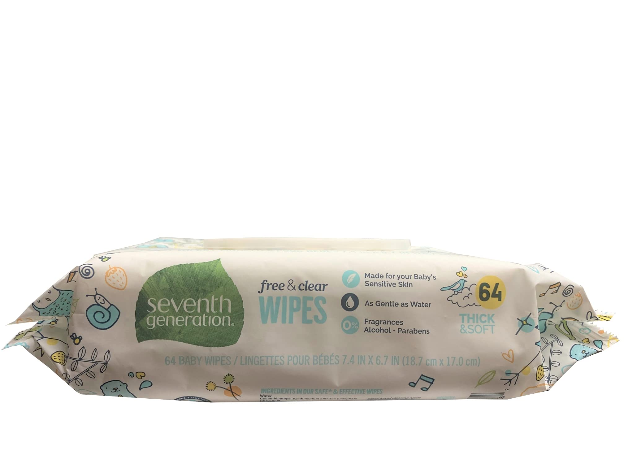 Seventh Generation Free & Clear Baby Wipes 64 ea (Pack of 4)