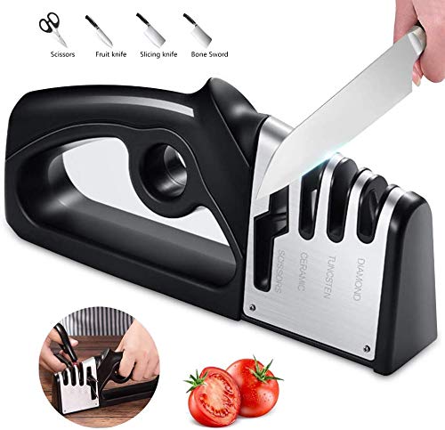 Anosiar Knife Sharpeners, 4-Stage Kitchen Knife Sharpener Manual Knife Sharpening Tool, Professional Sharpener